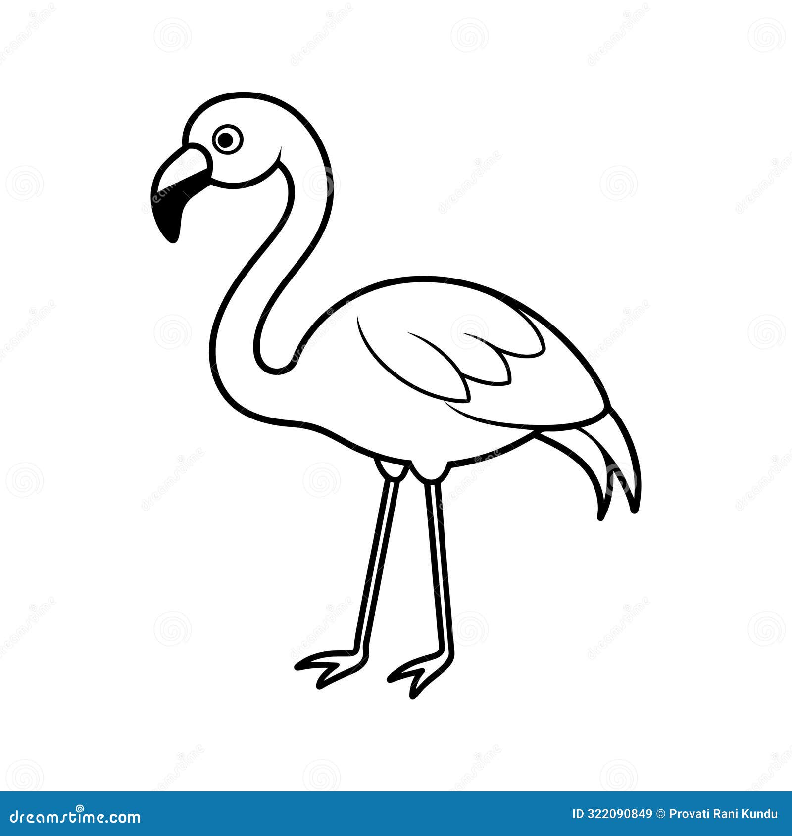 Cartoon Flamingo Line Art on White Background Stock Illustration ...