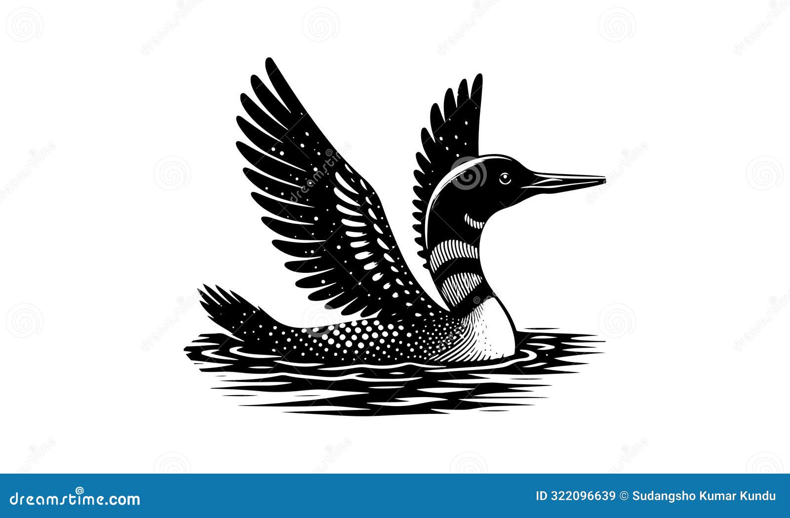 Elegant Black Silhouette Style Loon Logo Template Vector Illustration ...