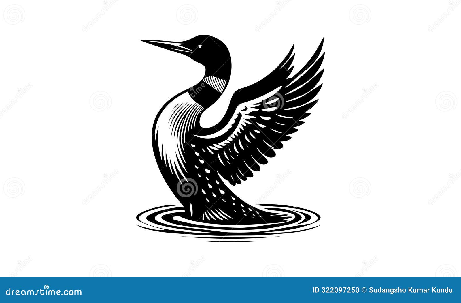 Loon Black Silhouette Style Vector Illustration Art Isolated on ...