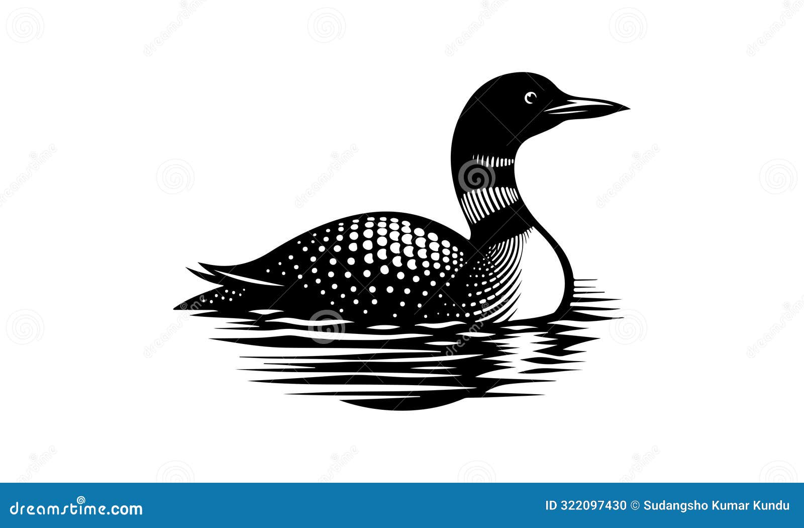 Loon Black Silhouette Style Vector Illustration Art Isolated on ...