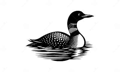 Loon Black Silhouette Style Vector Illustration Art Isolated on ...