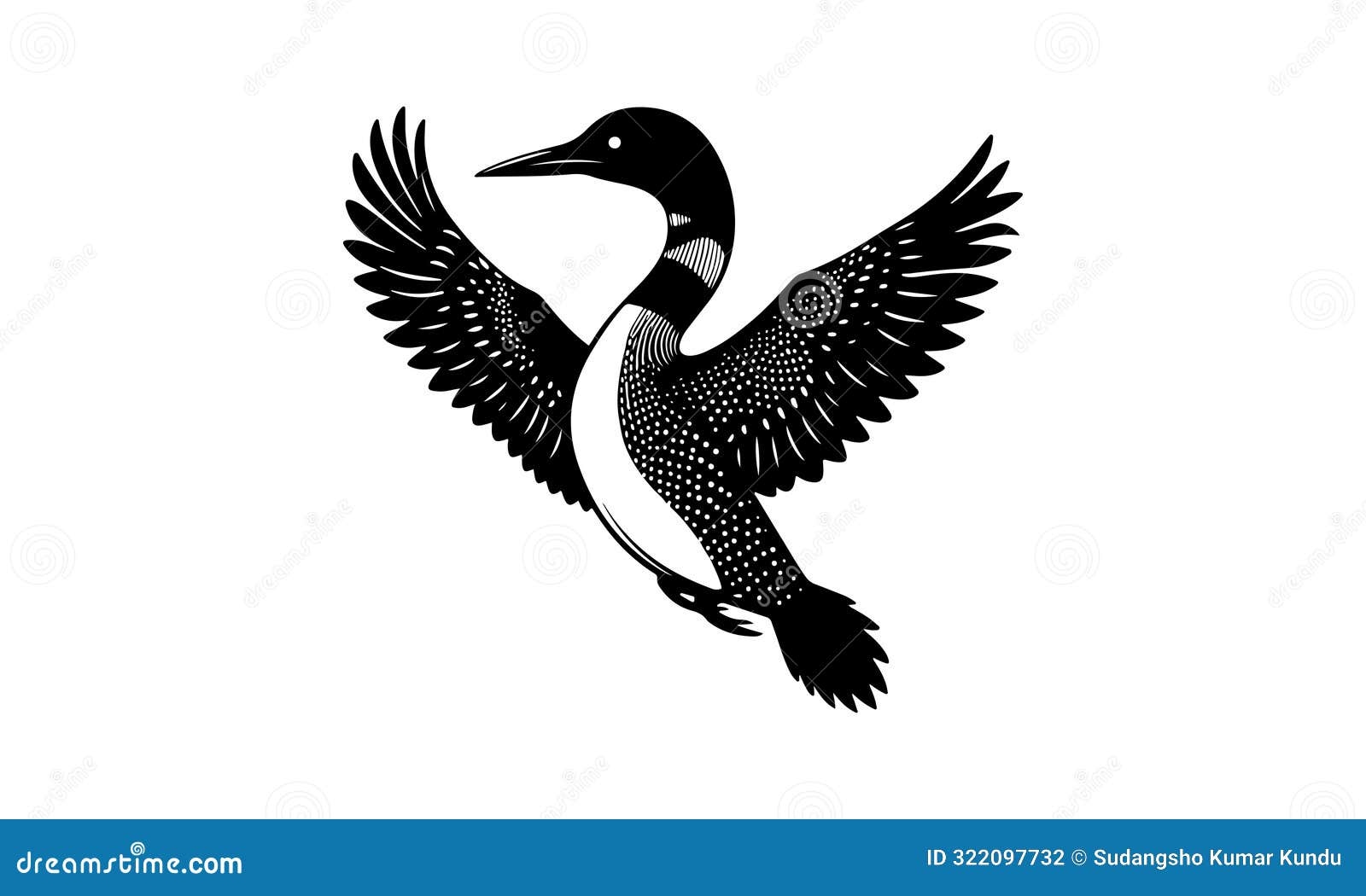 Loon Black Silhouette Style Vector Illustration Art Isolated on ...