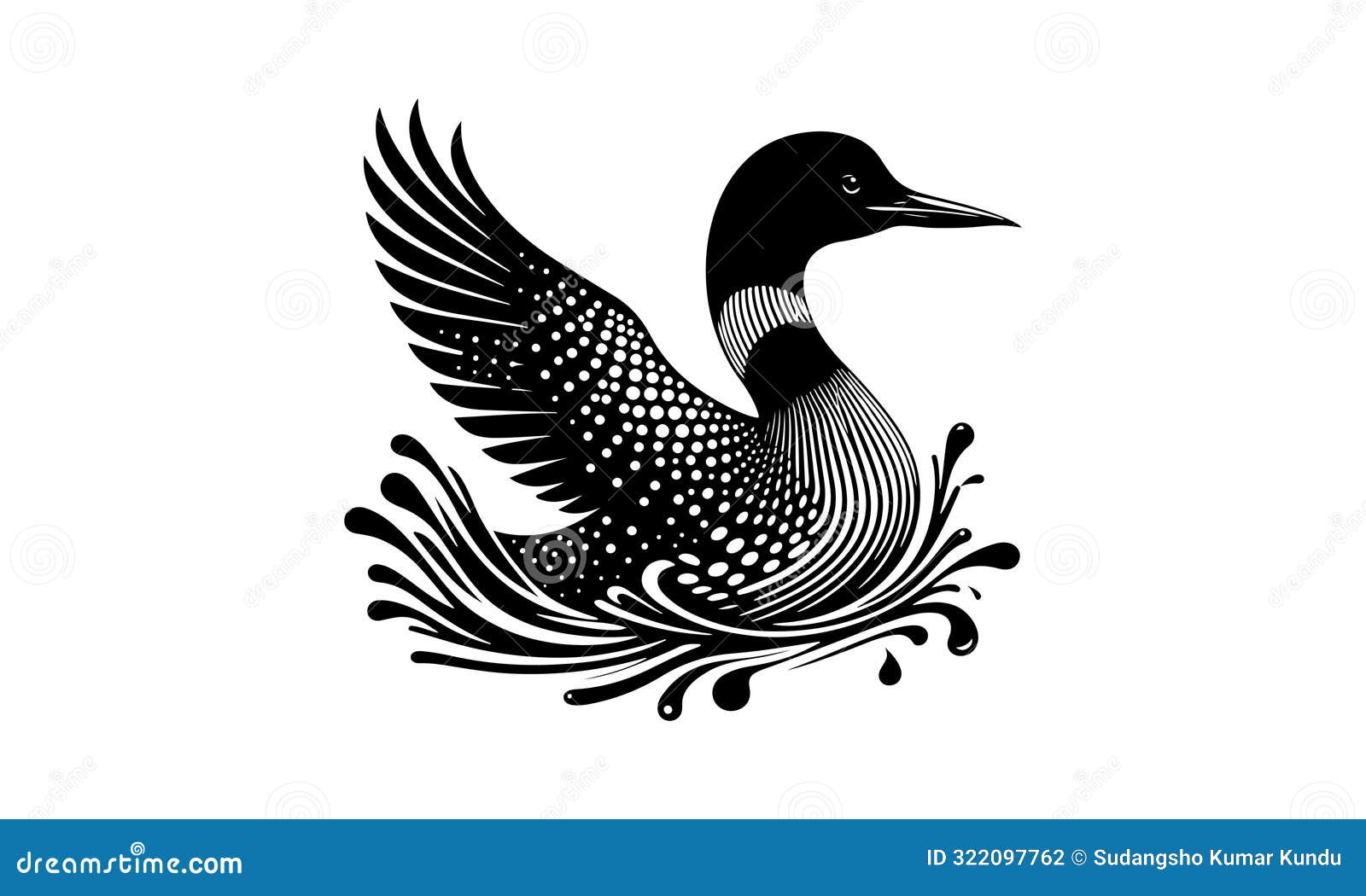 Elegant Black Silhouette Style Loon Logo Template Vector Illustration ...