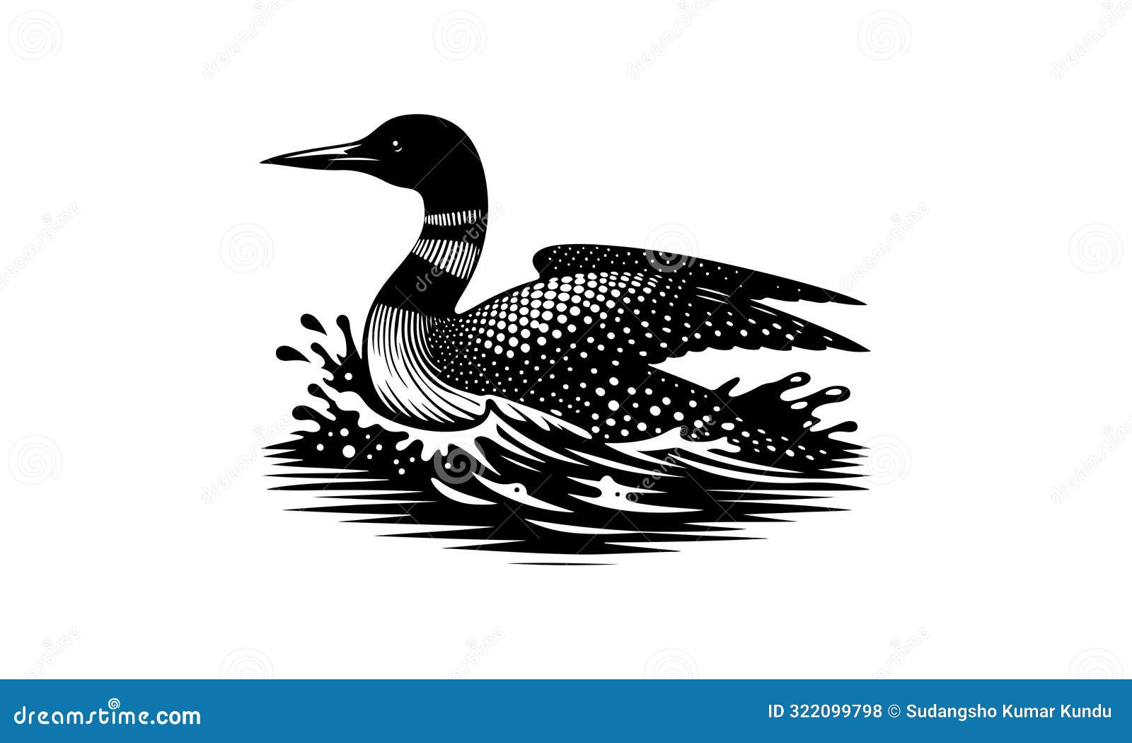 Loon Black Silhouette Style Vector Illustration Art Isolated on ...