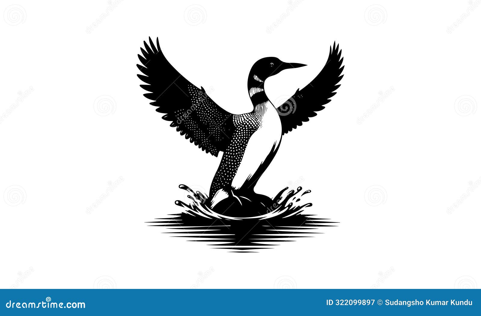 Elegant Black Silhouette Style Loon Logo Template Vector Illustration ...