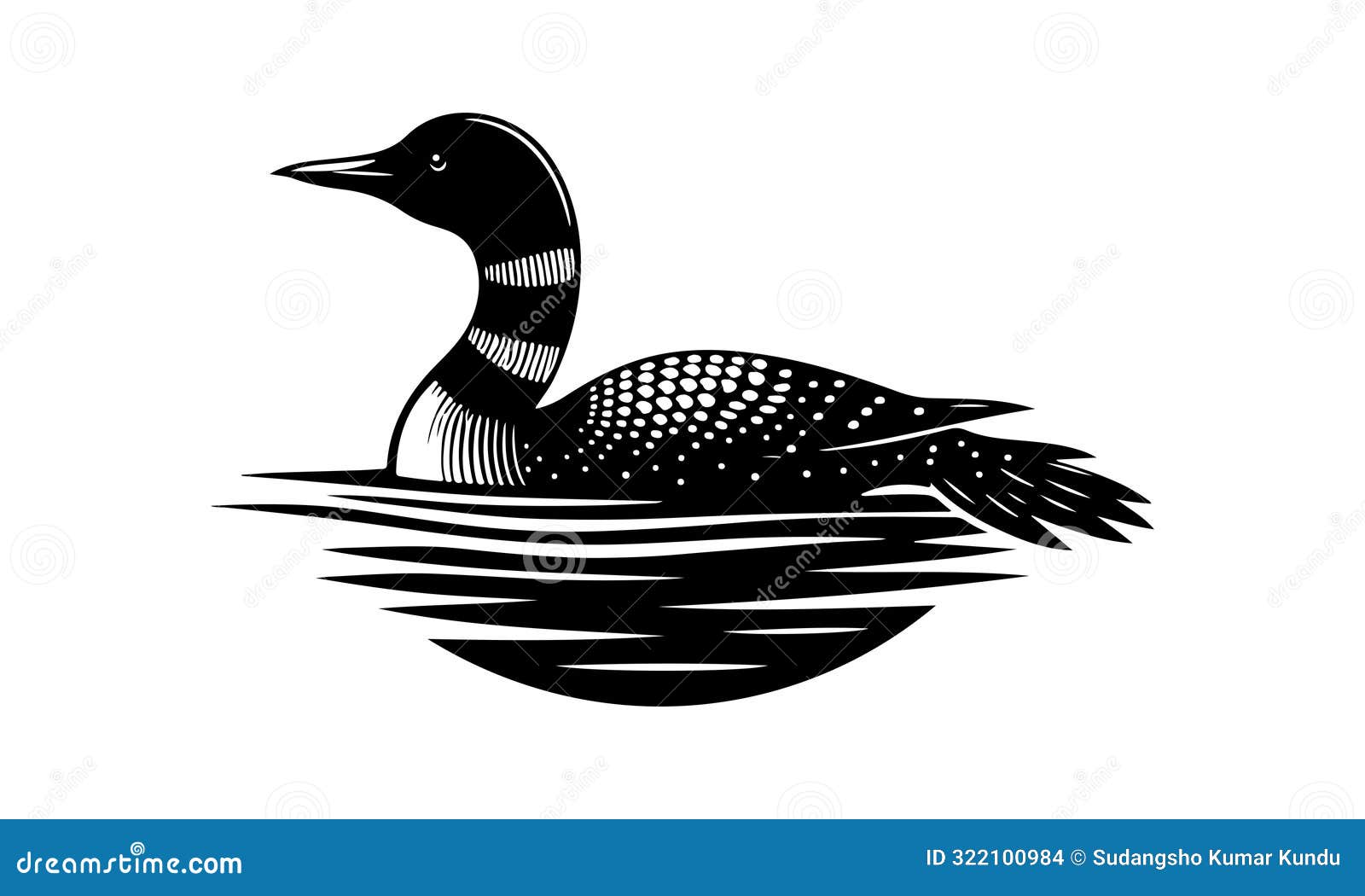 Loon Black Silhouette Style Vector Illustration Art Isolated on ...