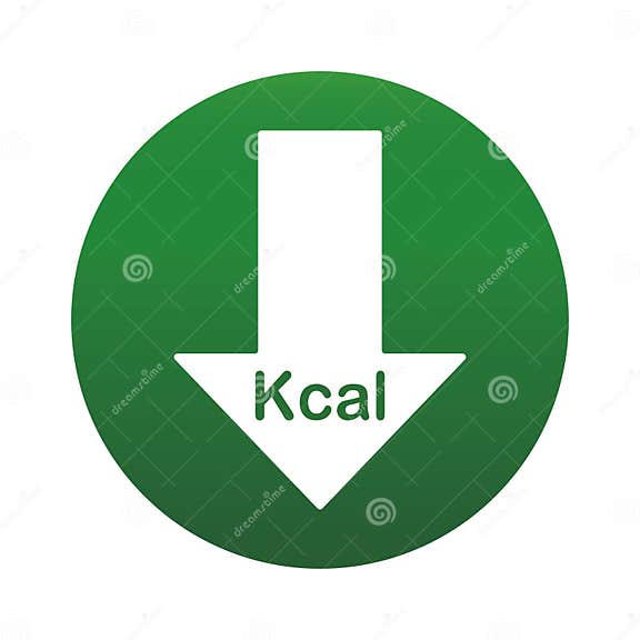Calories Reduction Icon. Low Kilocalories Graphics Sign with Arrow. Kcal Reduction Isolated ...