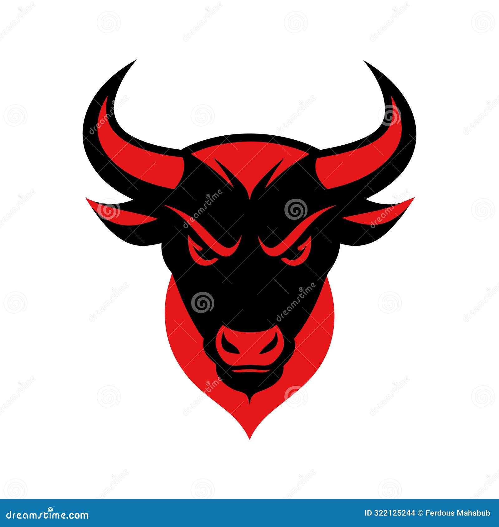 Bull Head Silhouette Vector Illustrations on White Background Stock ...