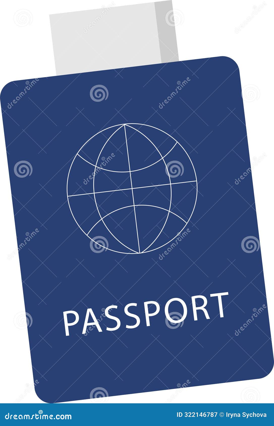 Dark Blue Passport And Ticket Vector Illustration Stock Vector