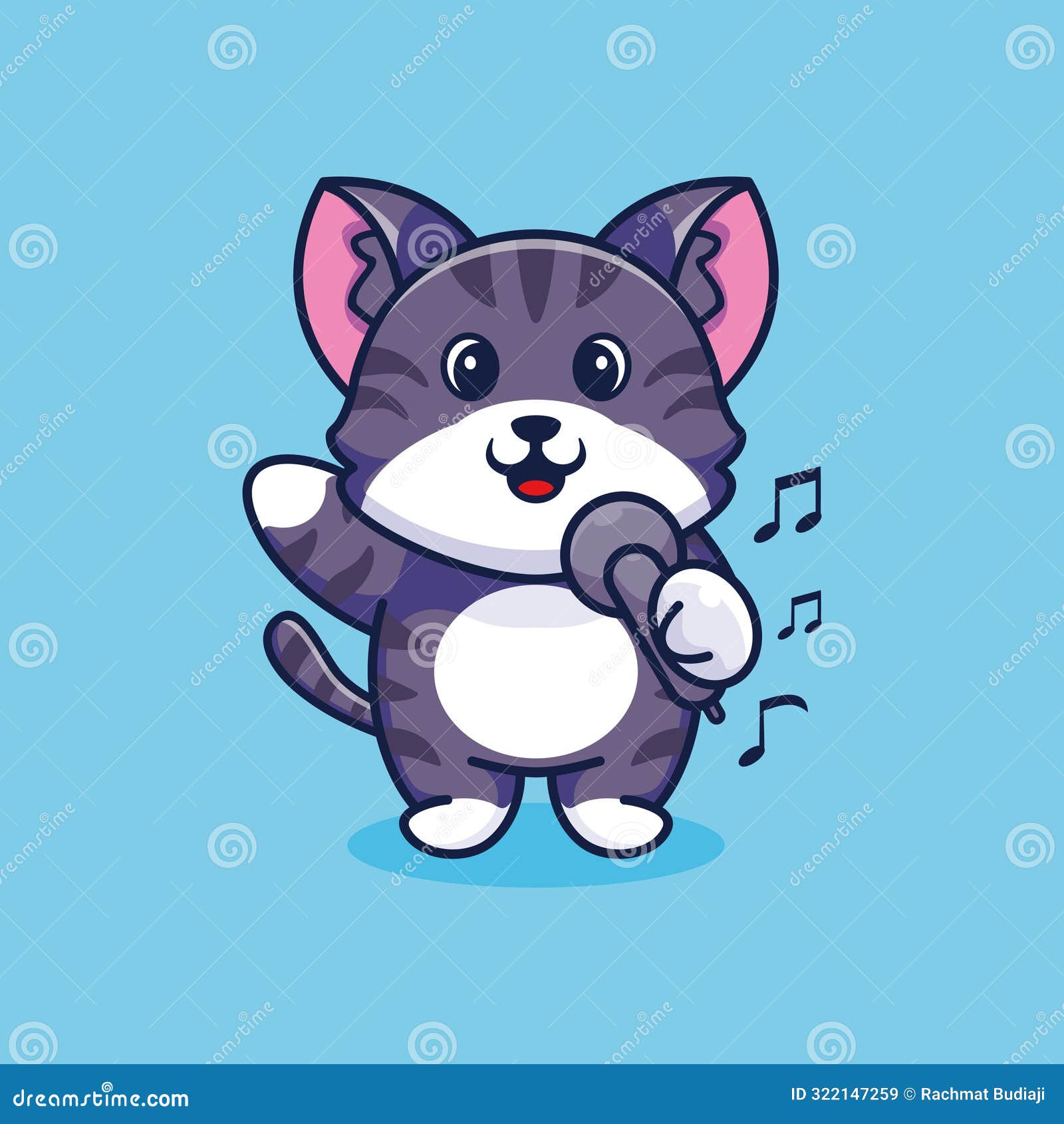Vector Cute Cat Singing Cartoon Design Stock Vector - Illustration of ...