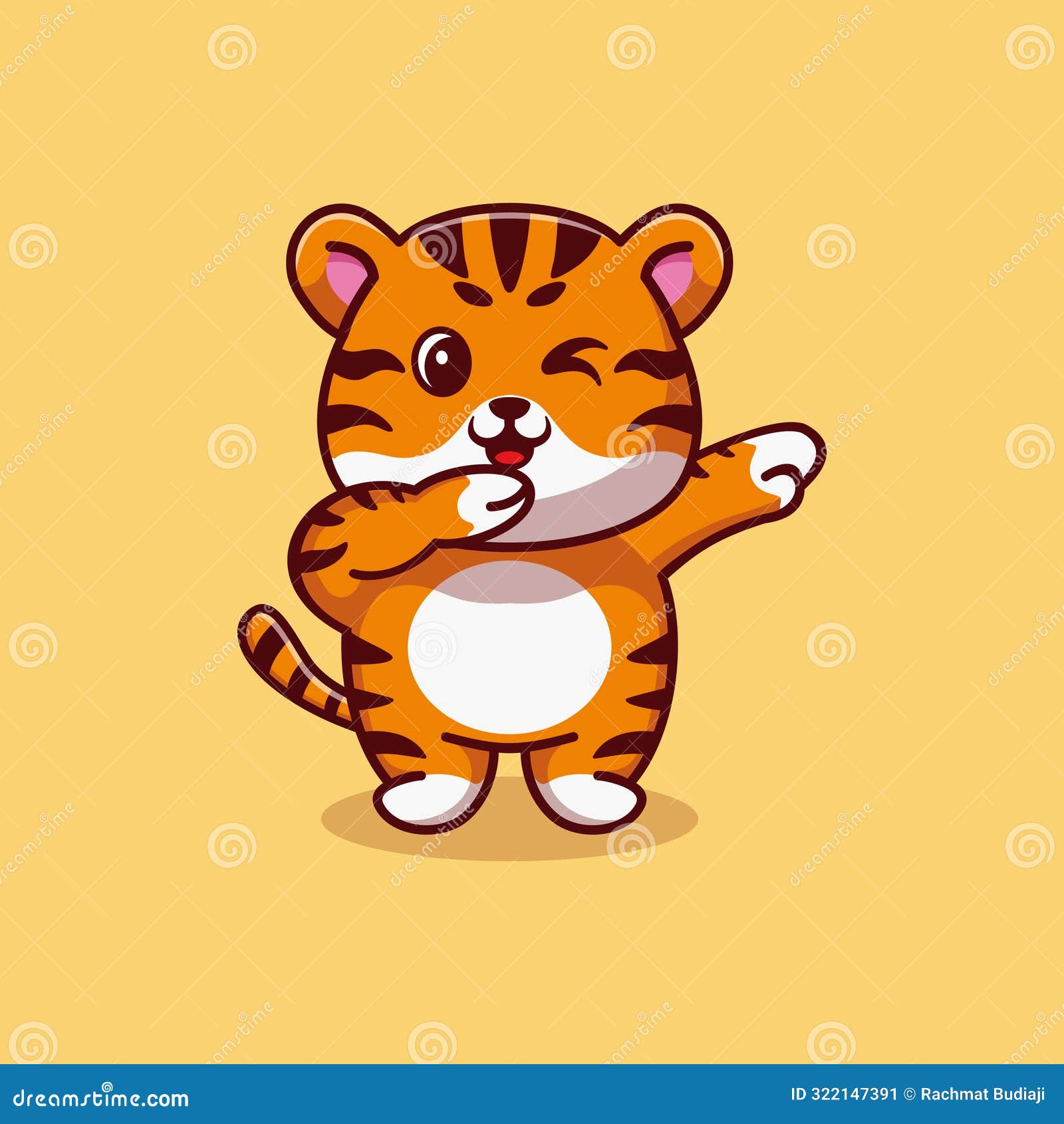Vector Cute Tiger Dabbing Cartoon Illustration Stock Vector ...