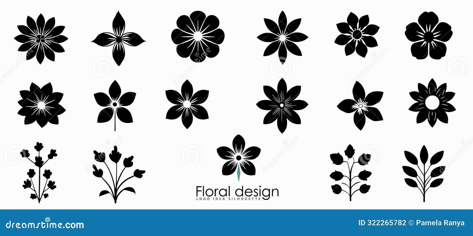 Collection of Spring Flower Silhouettes. Floral Design, Vector Symbols ...