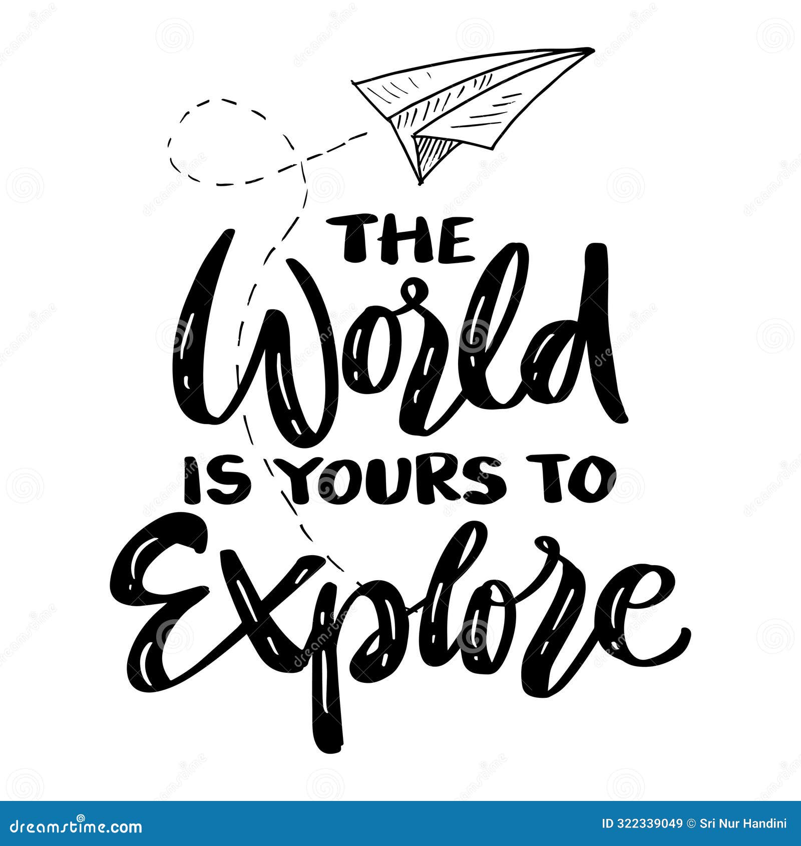 The World is Yours To Explore. Hand Drawn Lettering Quote Stock Vector ...