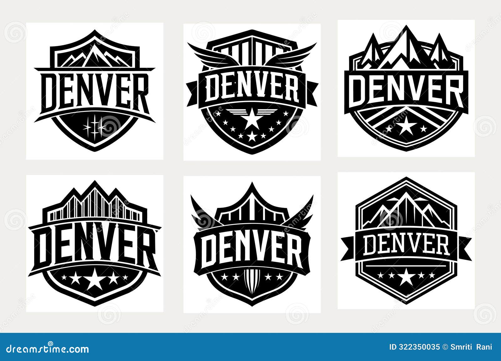 America Denver Skyline Silhouette Vector Graphic Illustrations Bundle ...