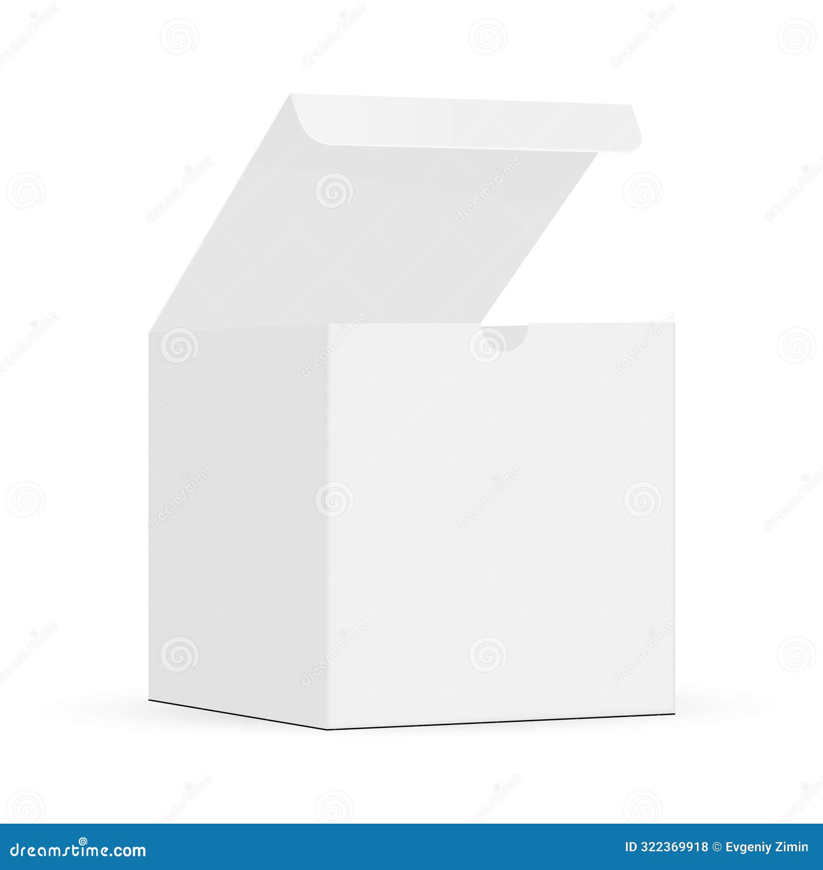 White Blank Square Box with Opened Lid, Side View, Isolated Stock ...