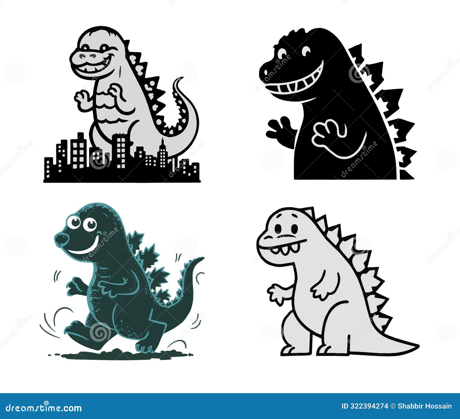 "Monstrous Majesty: Godzilla Head Silhouette in Vector Style Against ...