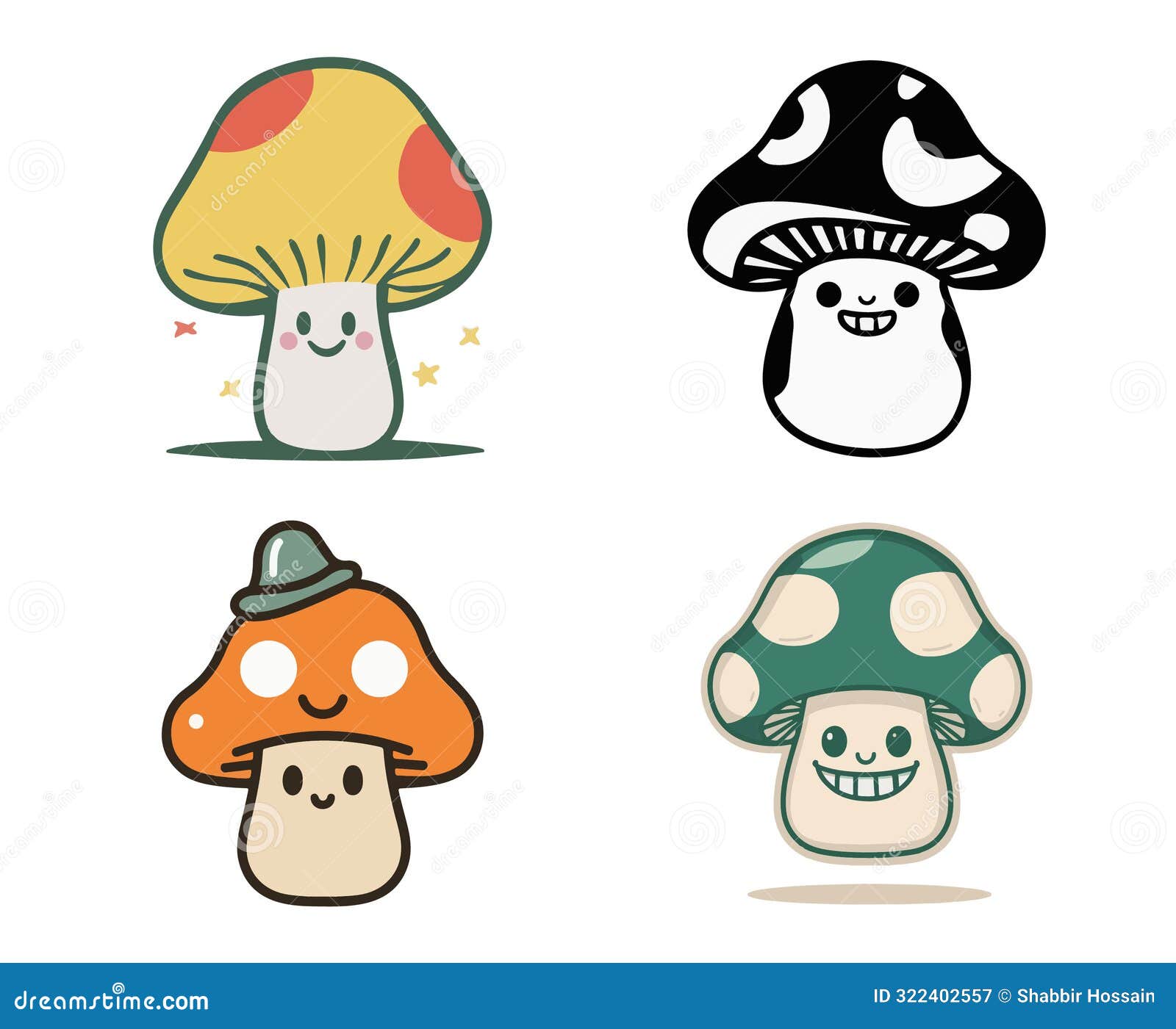 Enchanted Mushroom Silhouettes Vector Magic on White Stock Vector ...