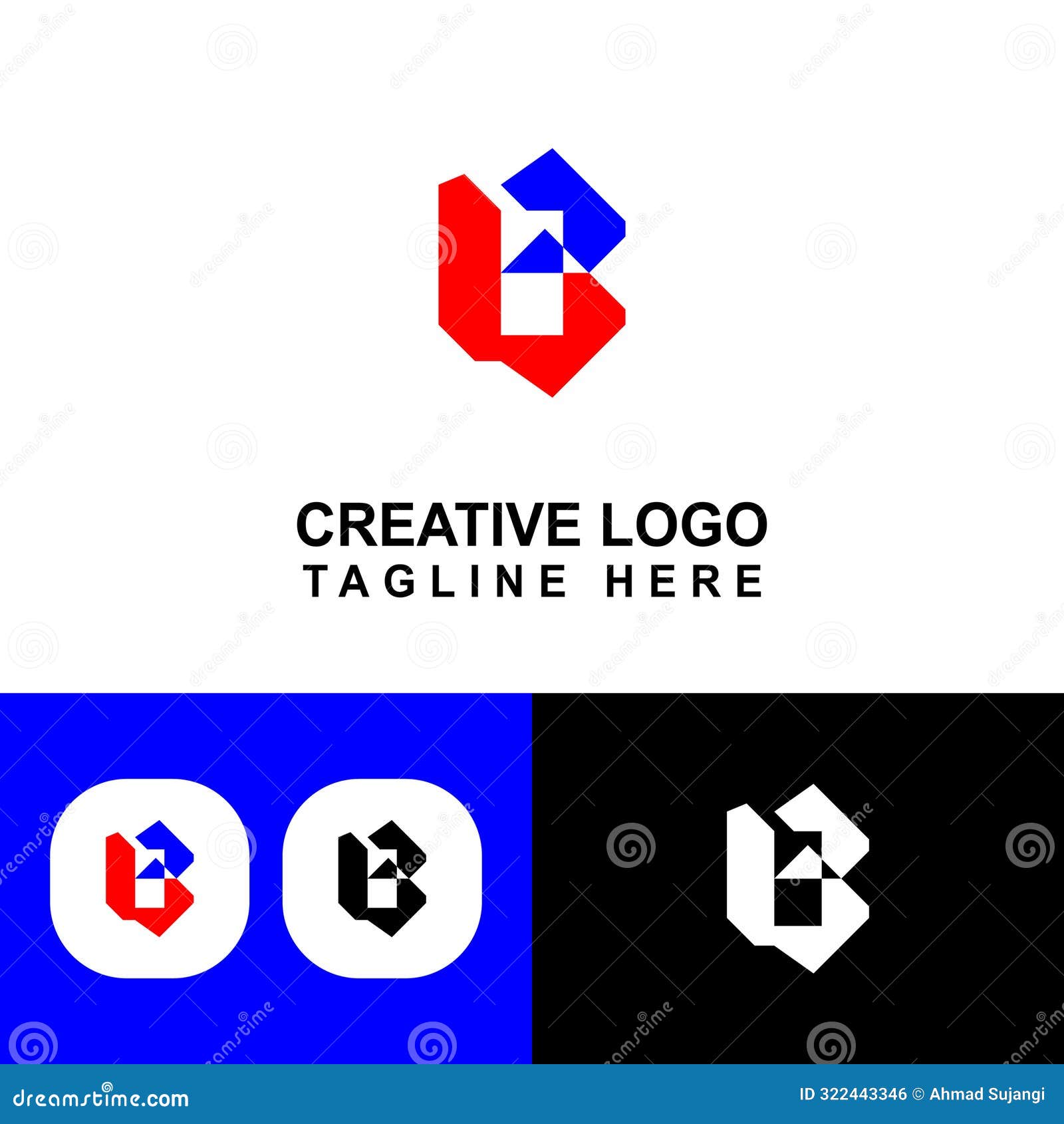 Modern B Logo Design with Blue and Red Colors Stock Vector ...