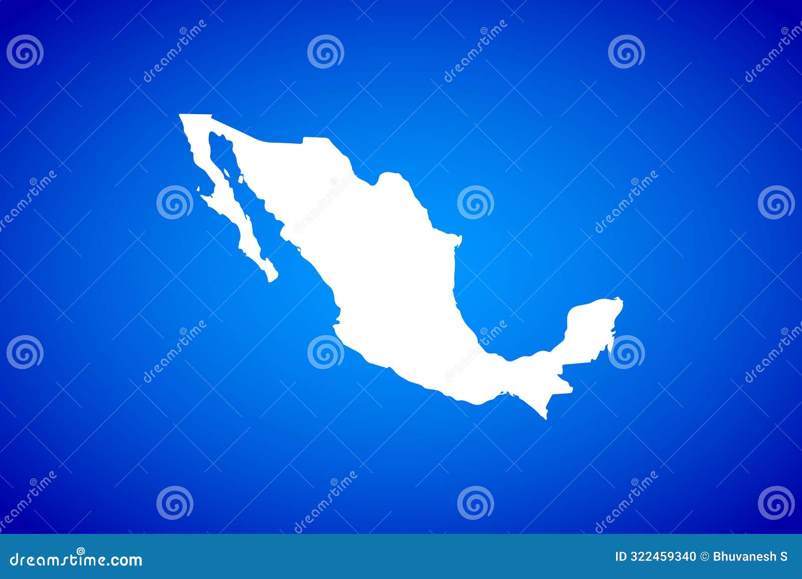 White Map Isolated on Blue Background Design Concept of Country Mexico ...