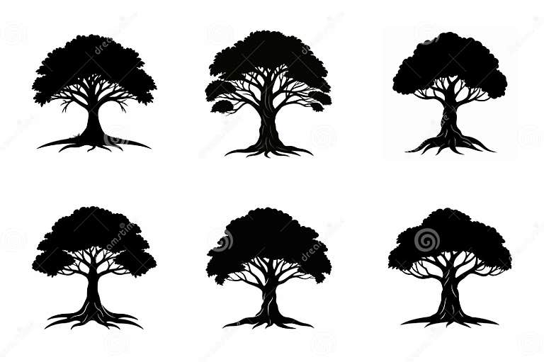 Banyan Tree Silhouette: Serene Natural Beauty Stock Vector ...