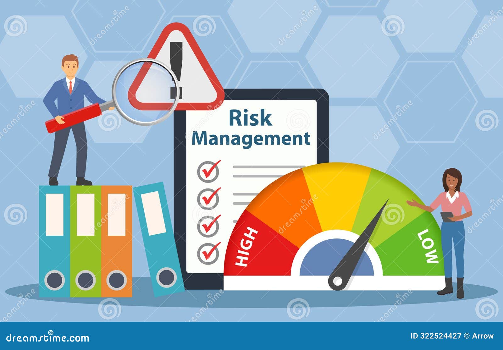 Risk Management Business Checklist Infographic with Risk Meter Stock ...