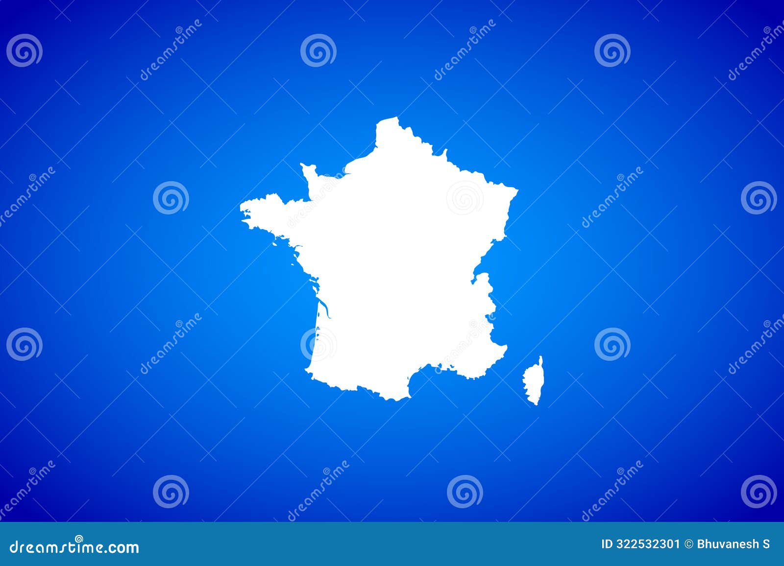 White Map Isolated on Blue Background Design Concept of Country France ...