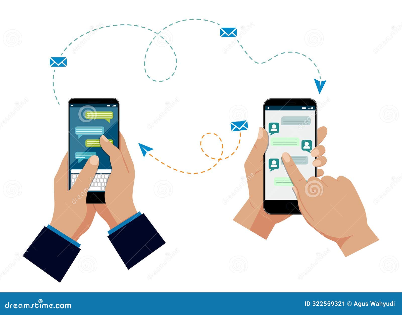 Set of Direct Message Process Concept. 3d Illustration .. Stock ...