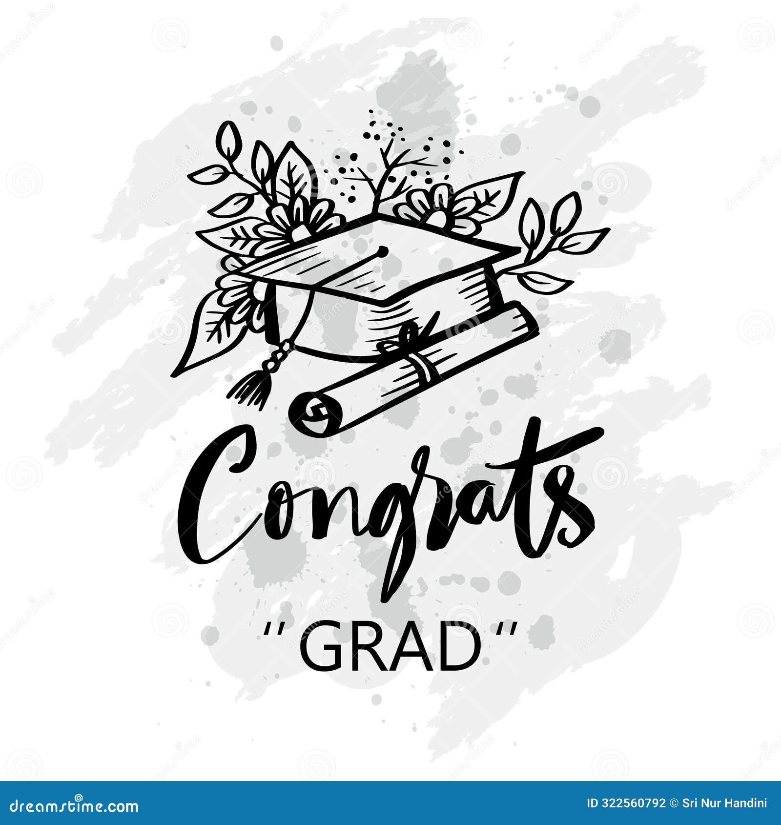 Congrats Graduates. Hand Drawn Lettering Greeting Card Stock Vector ...