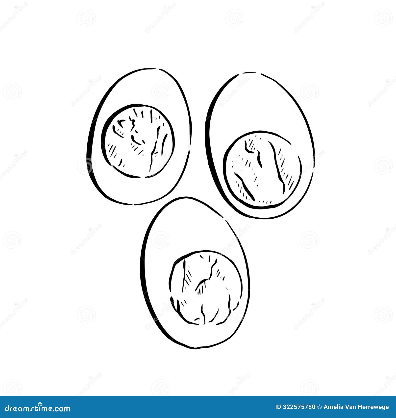 Three boiled eggs drawing stock vector. Illustration of black - 322575780