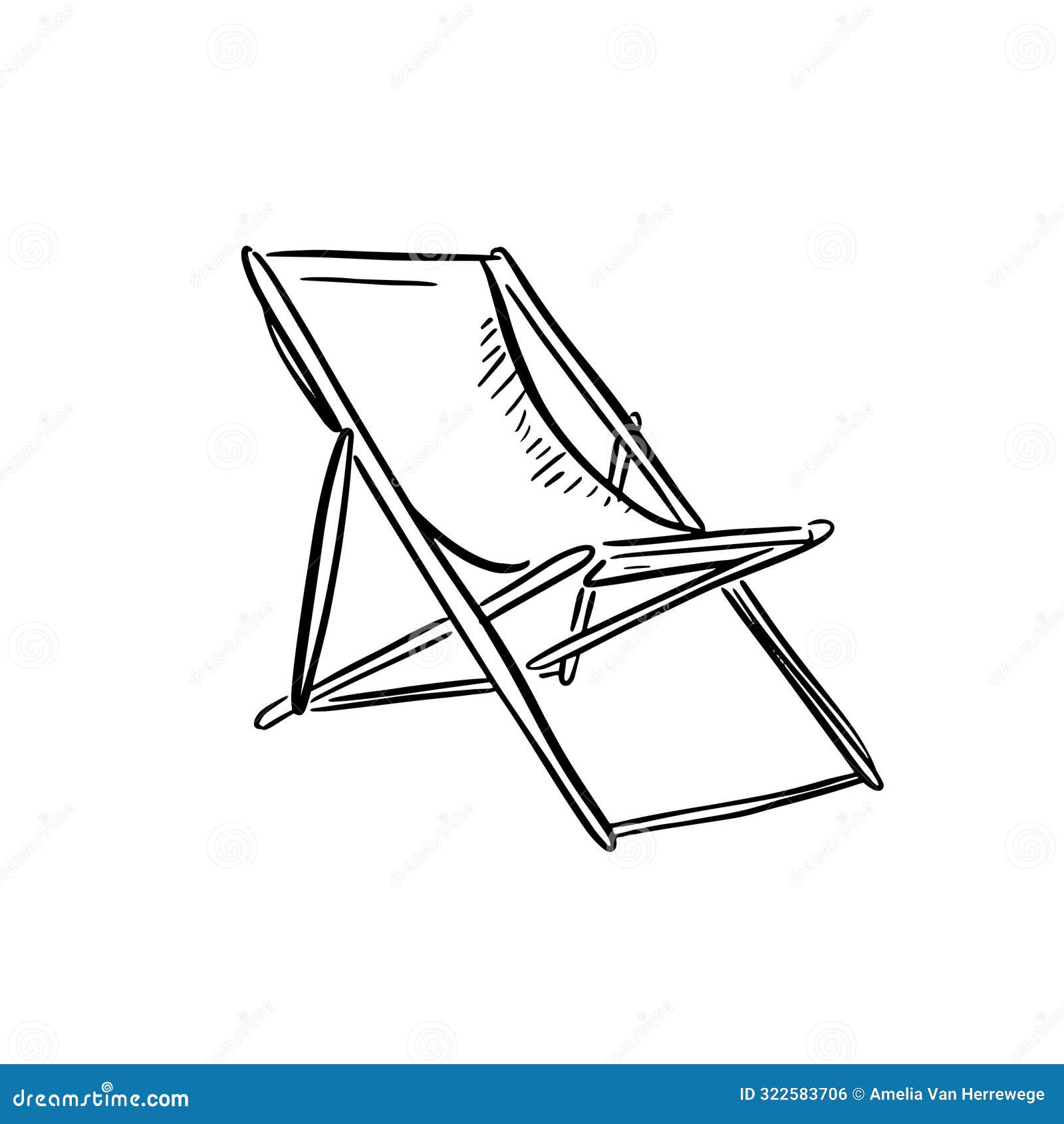 Classic Deck Chair Illustrative Sketch Stock Vector - Illustration of ...