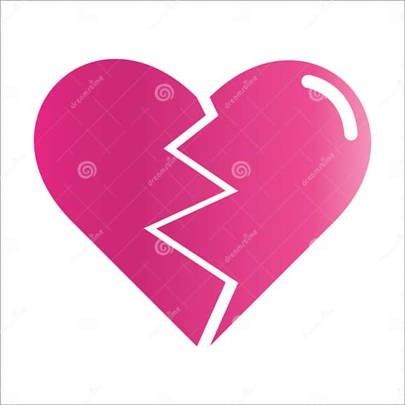 Pink Heart Broken To Two Pieces Vector Icon, Breakup or Divorce ...
