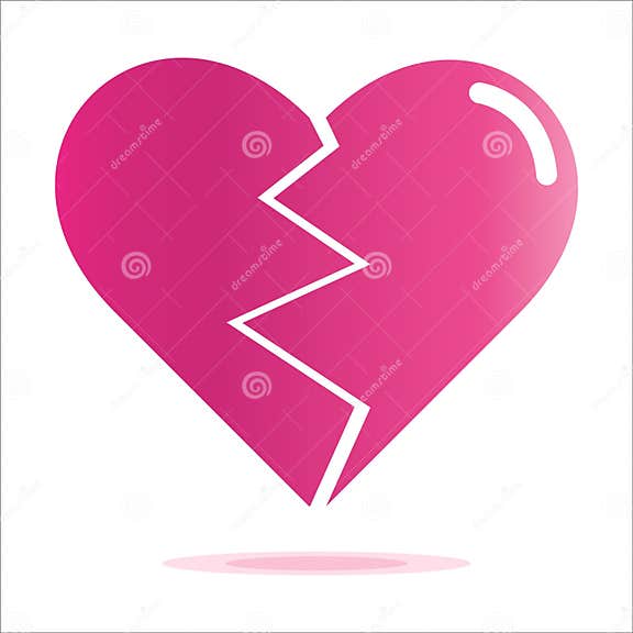 Pink Heart Broken To Two Pieces Vector Icon, Breakup or Divorce ...