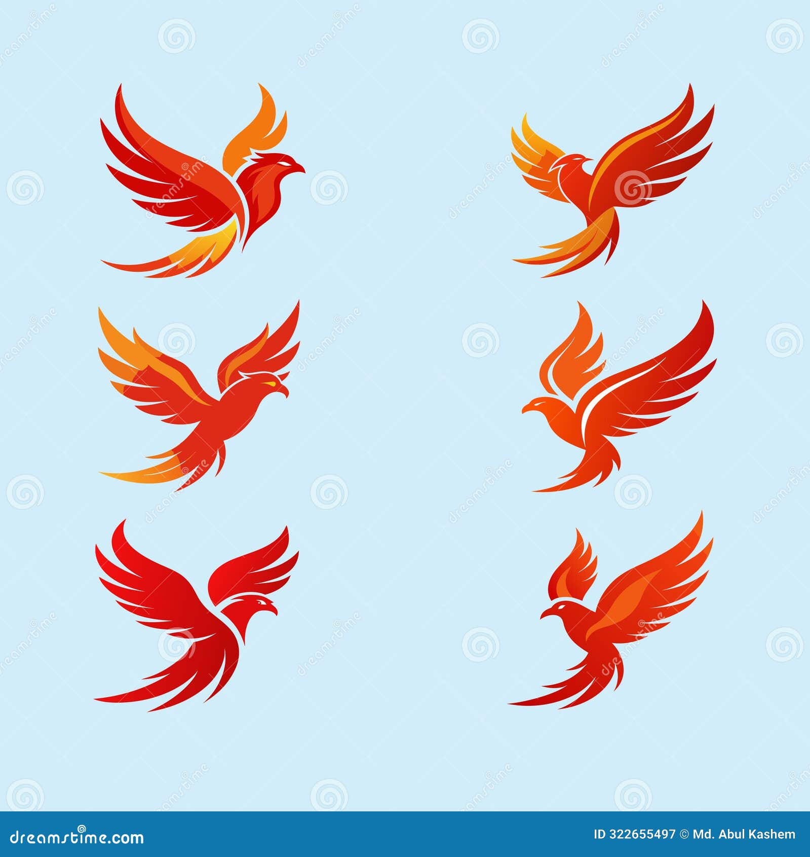 Phoenix Flying Logo from Side View Vector Icon. Stock Vector ...