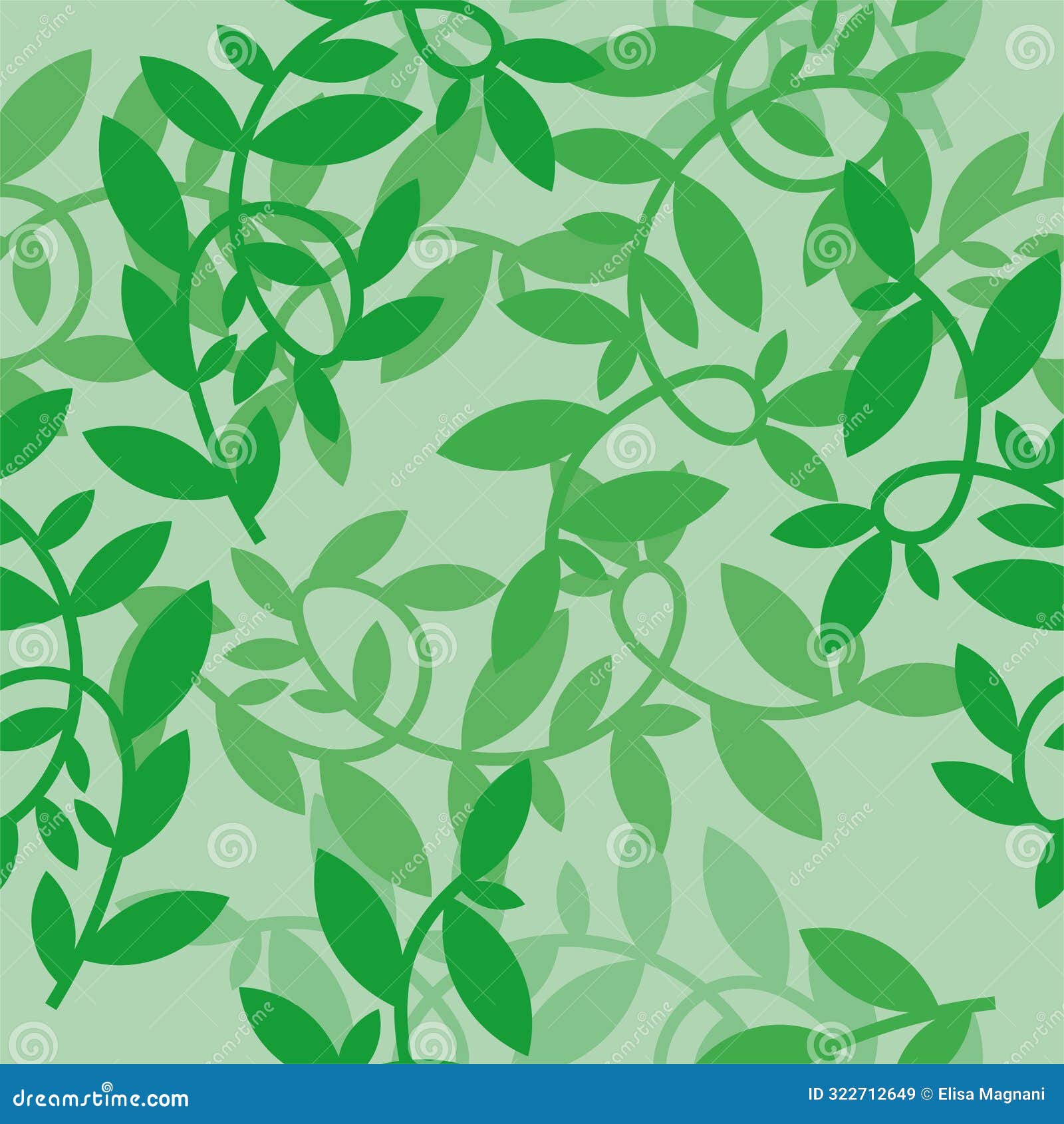 Curve Branches with Leaves, Botanical Seamless Pattern. Stock Vector ...