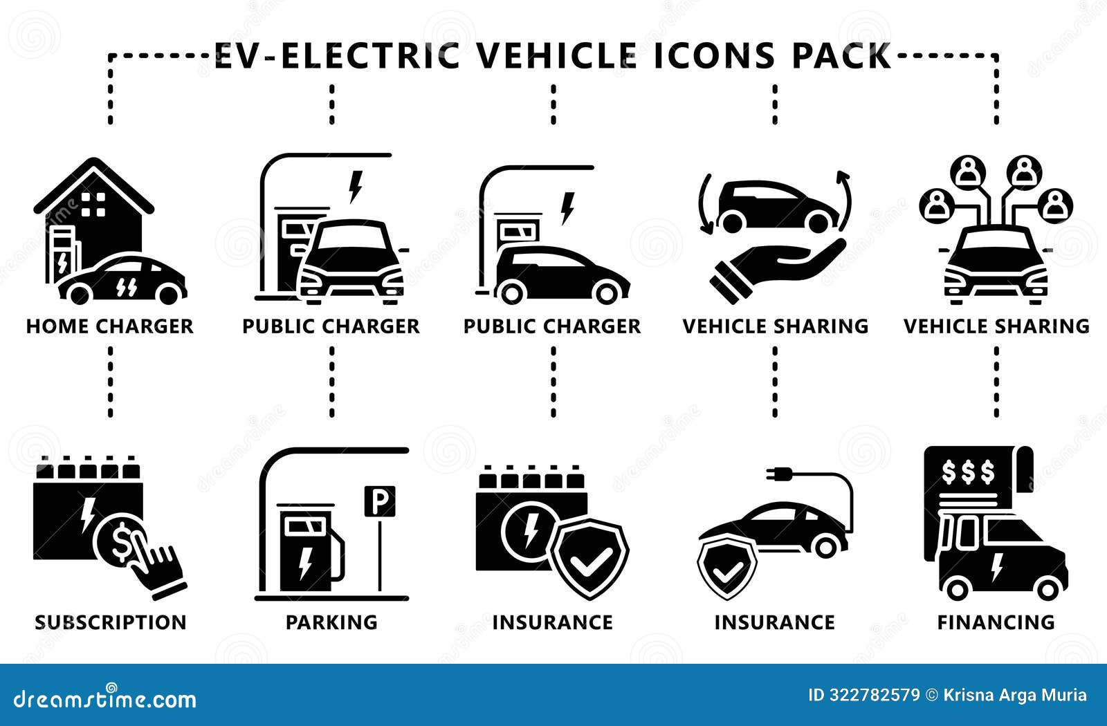 EV-Electronic Vehicles Glyph Icons Pack Stock Vector - Illustration of ...