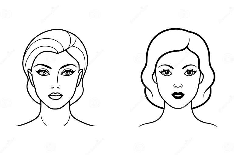 Two Women Faces with Makeup Stock Vector - Illustration of digital ...