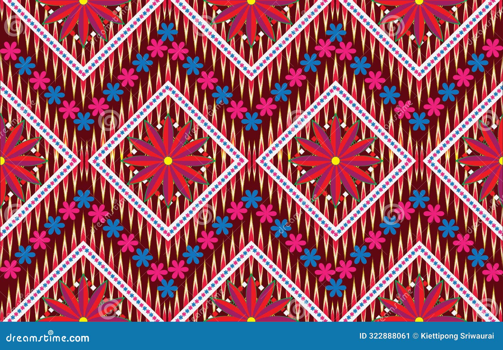 Seamless Ikat Pattern Design for Fabric, Wallpaper Stock Vector ...