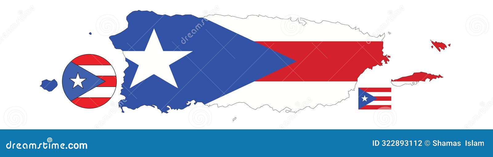 Puerto Rico Map and Flag stock vector. Illustration of graphic - 322893112
