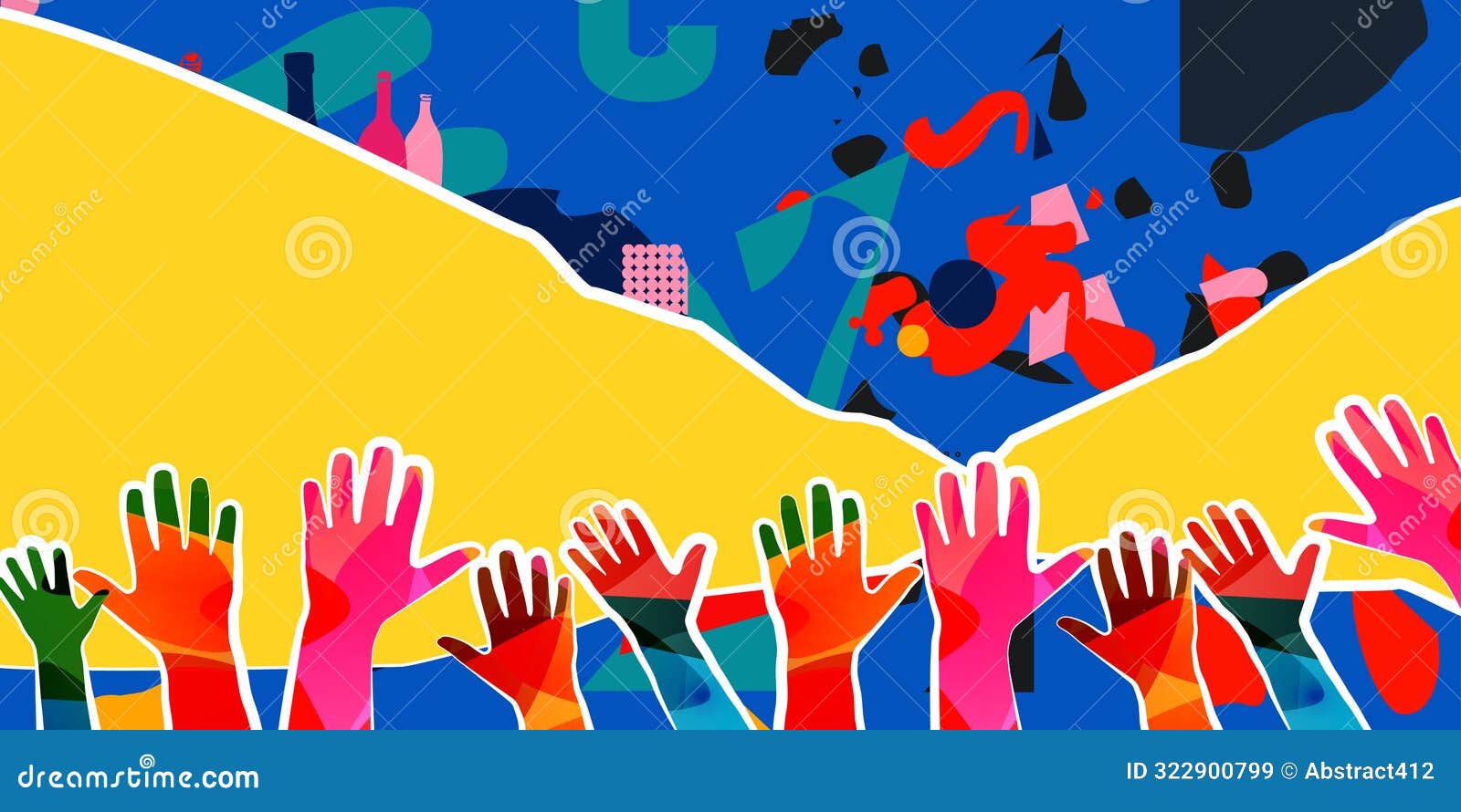 Raised Colorful Hands Vector. Charity and Help, Volunteerism, Community ...