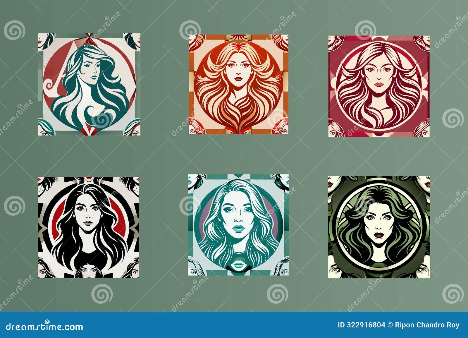 A Beautiful Cute Lady-s-face Inside a Mirror-logo Stock Vector ...
