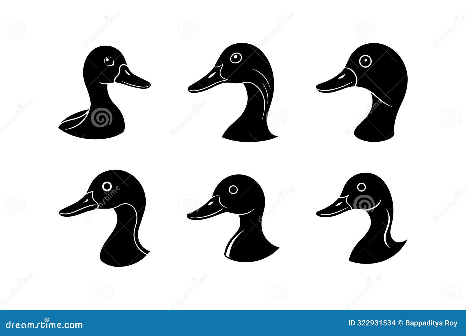 Set of funny Ducks head stock vector. Illustration of wing - 322931534
