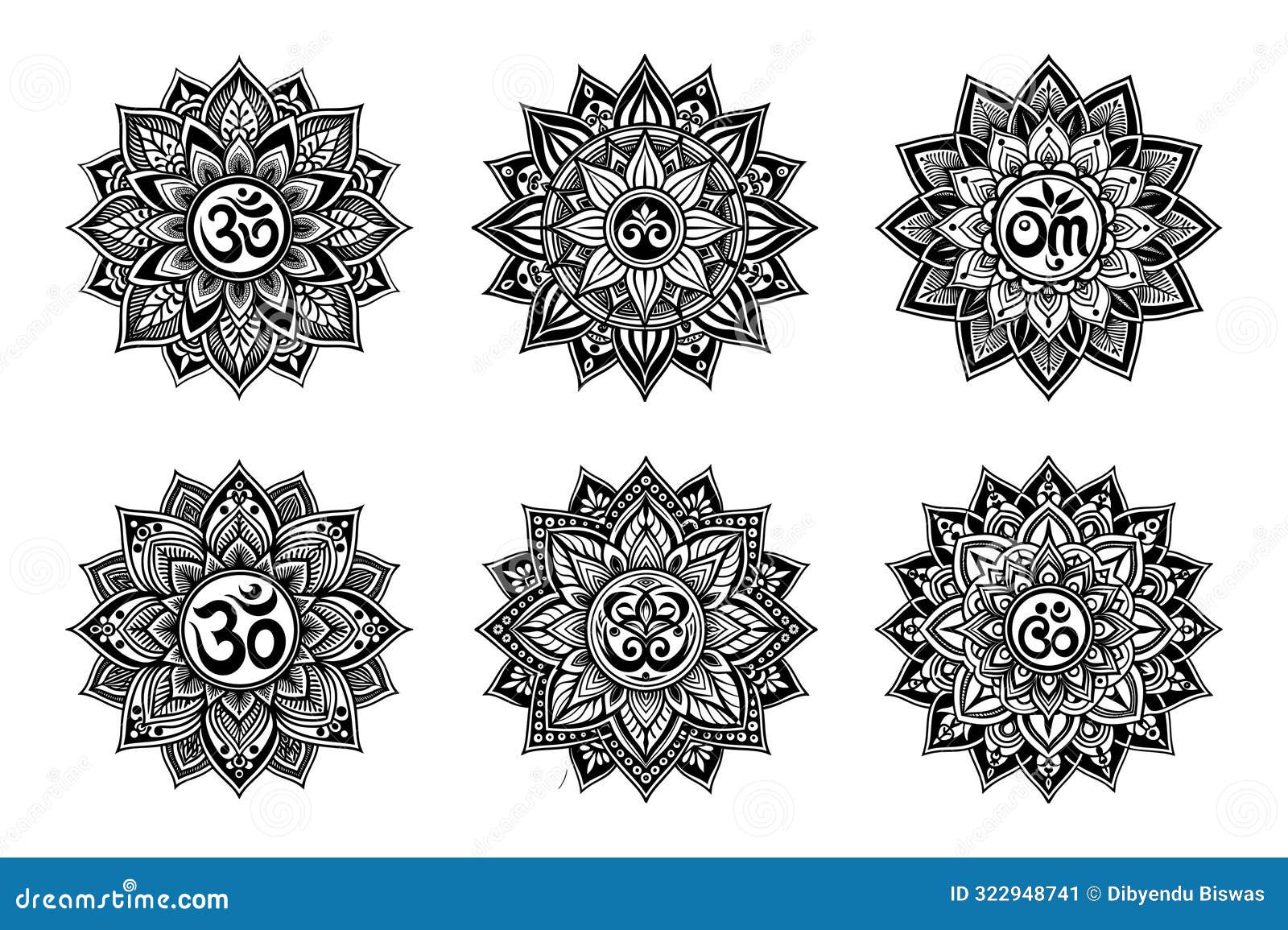 Colorful Oum Mantra With Ornament. Cartoon Vector | CartoonDealer.com ...