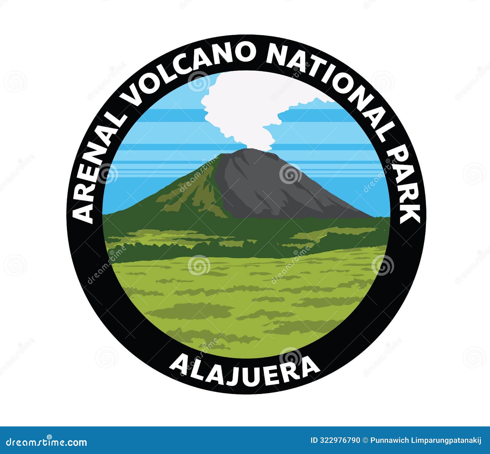 ARENAL VOLCANO National Park Alajuera Costa Rica Vector Logo Stock ...