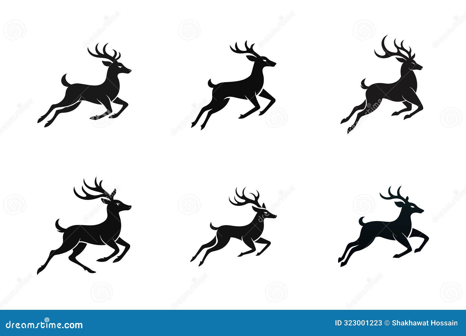 Running Deer Logo Icon Vector Silhouette Stock Vector - Illustration of ...