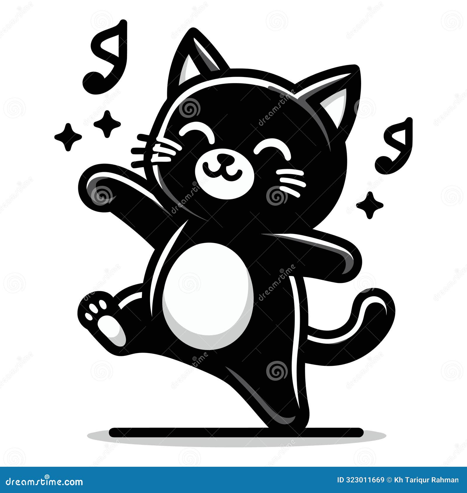 Dancing Cat Silhouette Vector - Playful Feline Illustration for ...