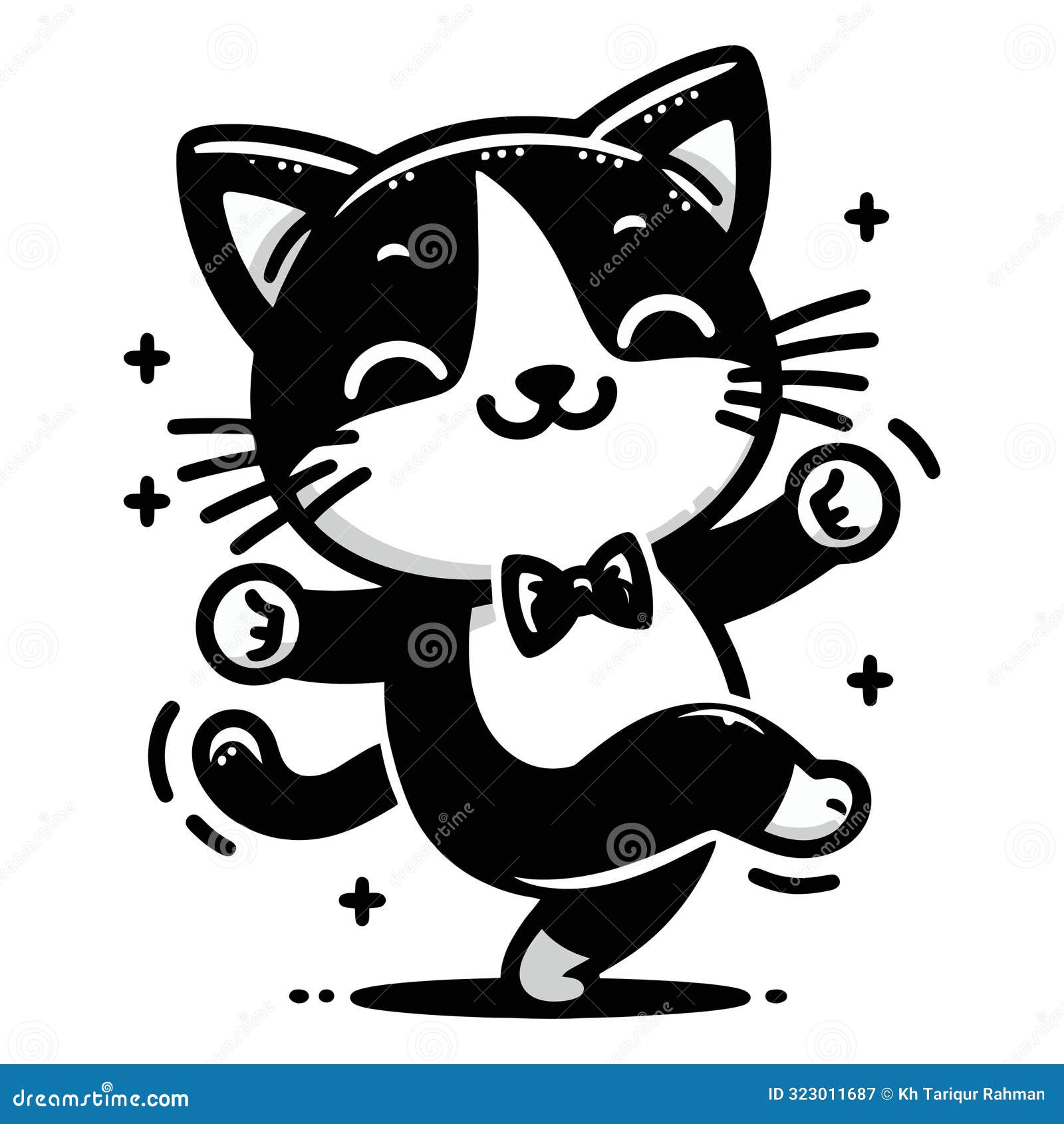 Dancing Cat Silhouette Vector - Playful Feline Illustration for ...