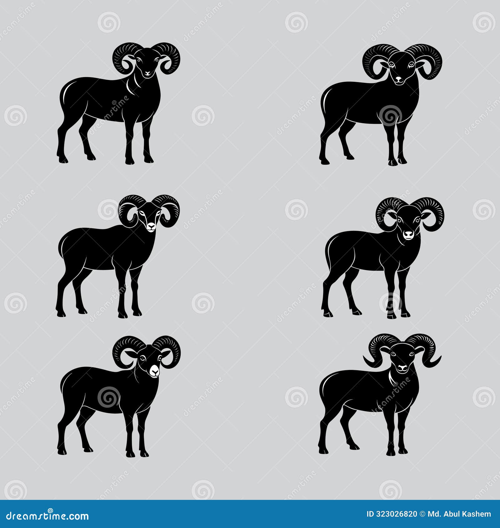 A Big Horn Sheep Silhouette Vector Illustration Stock Vector ...