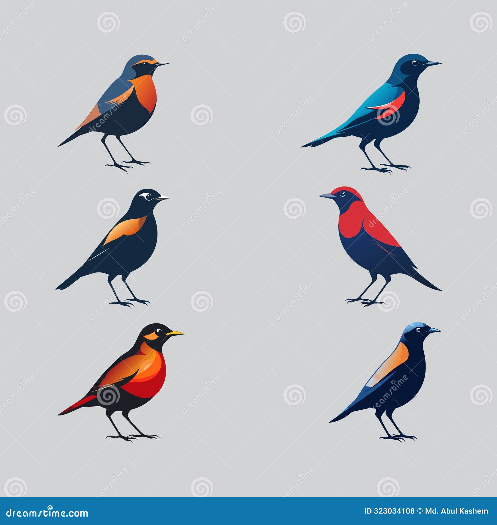 Beautiful Erget Birds Vector Illustration Stock Vector - Illustration ...