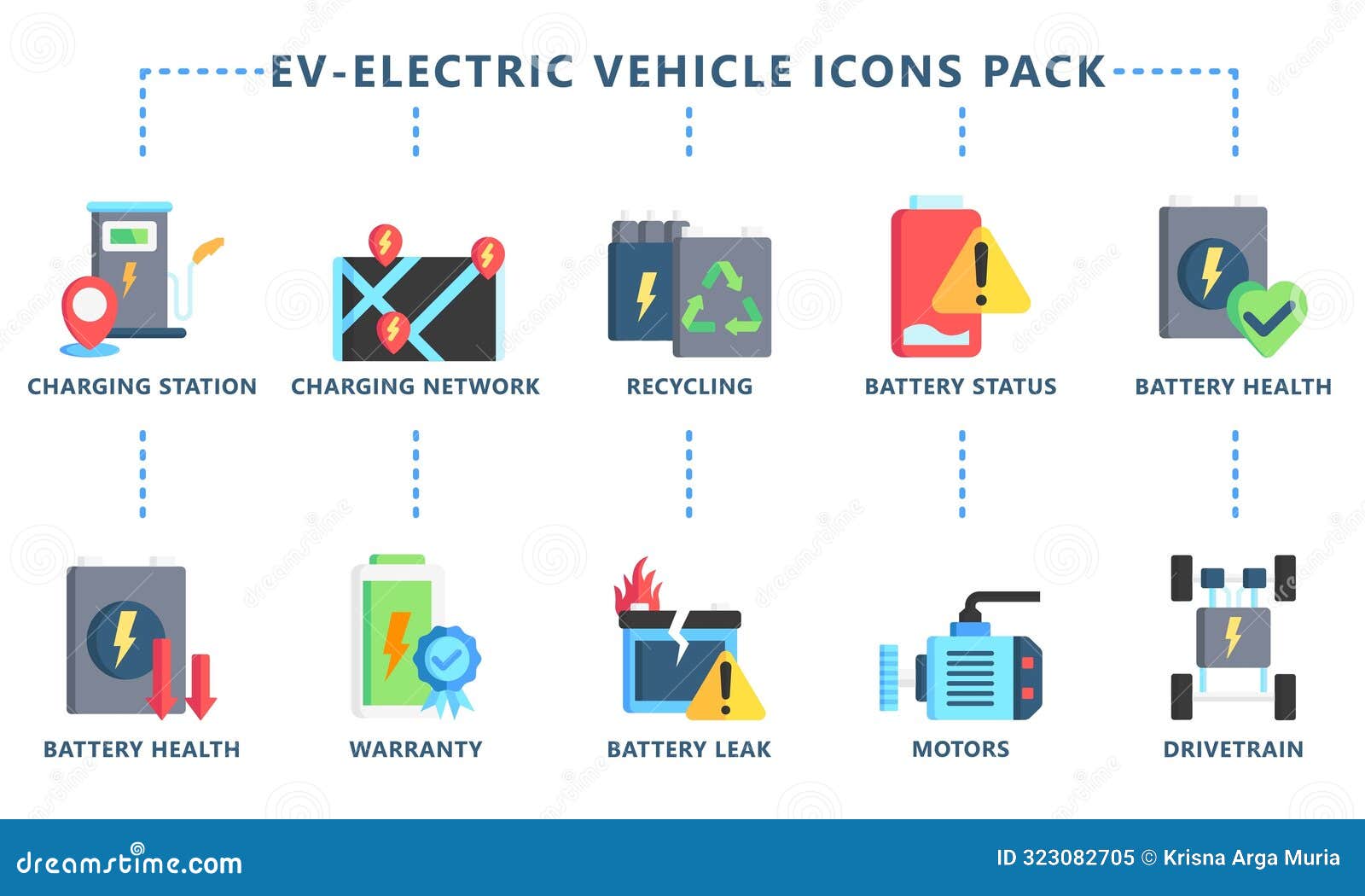 EV-Electronic Vehicles Multi Color Icons Pack Stock Vector ...
