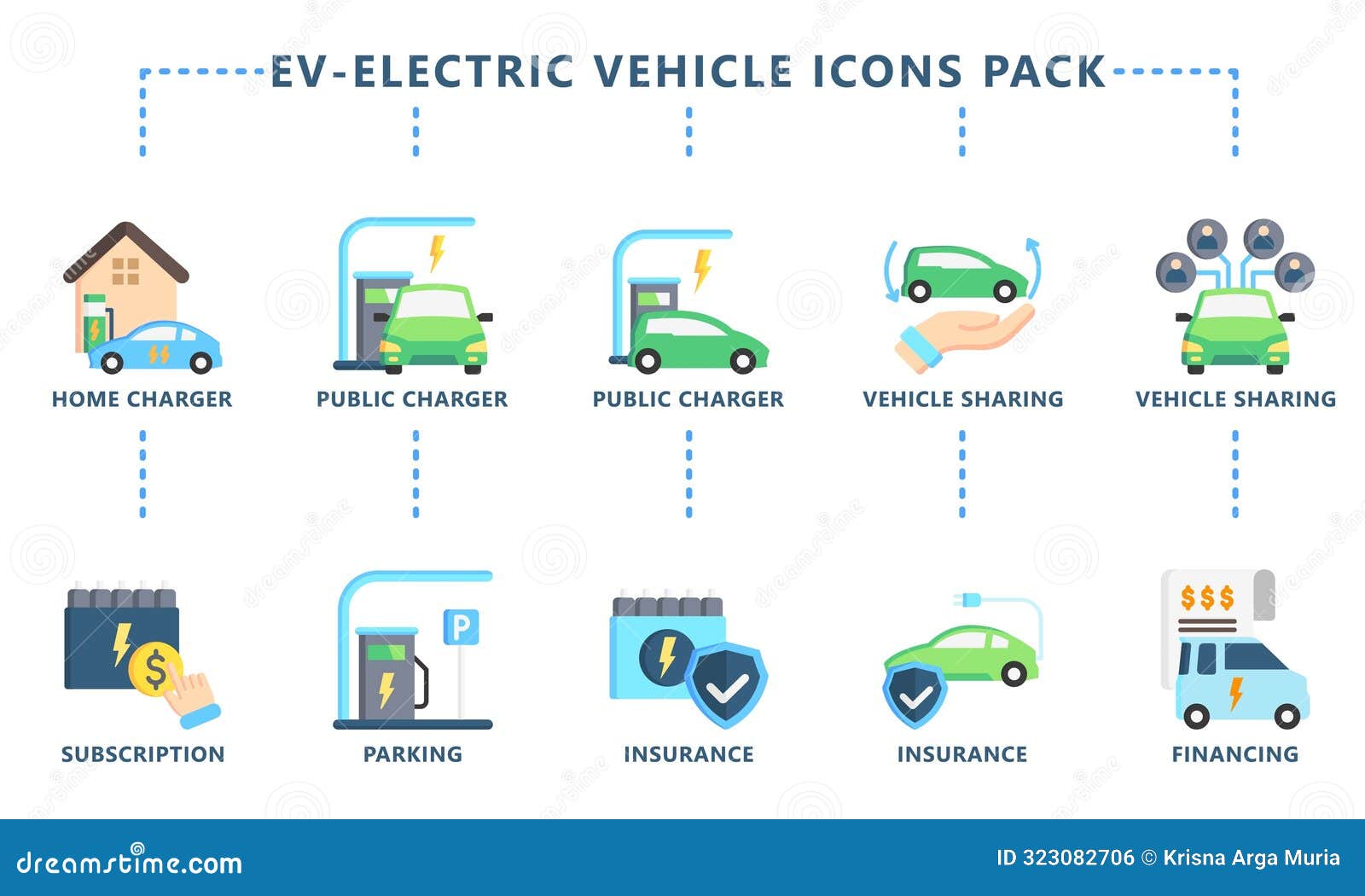 EV-Electronic Vehicles Multi Color Icons Pack Stock Vector ...